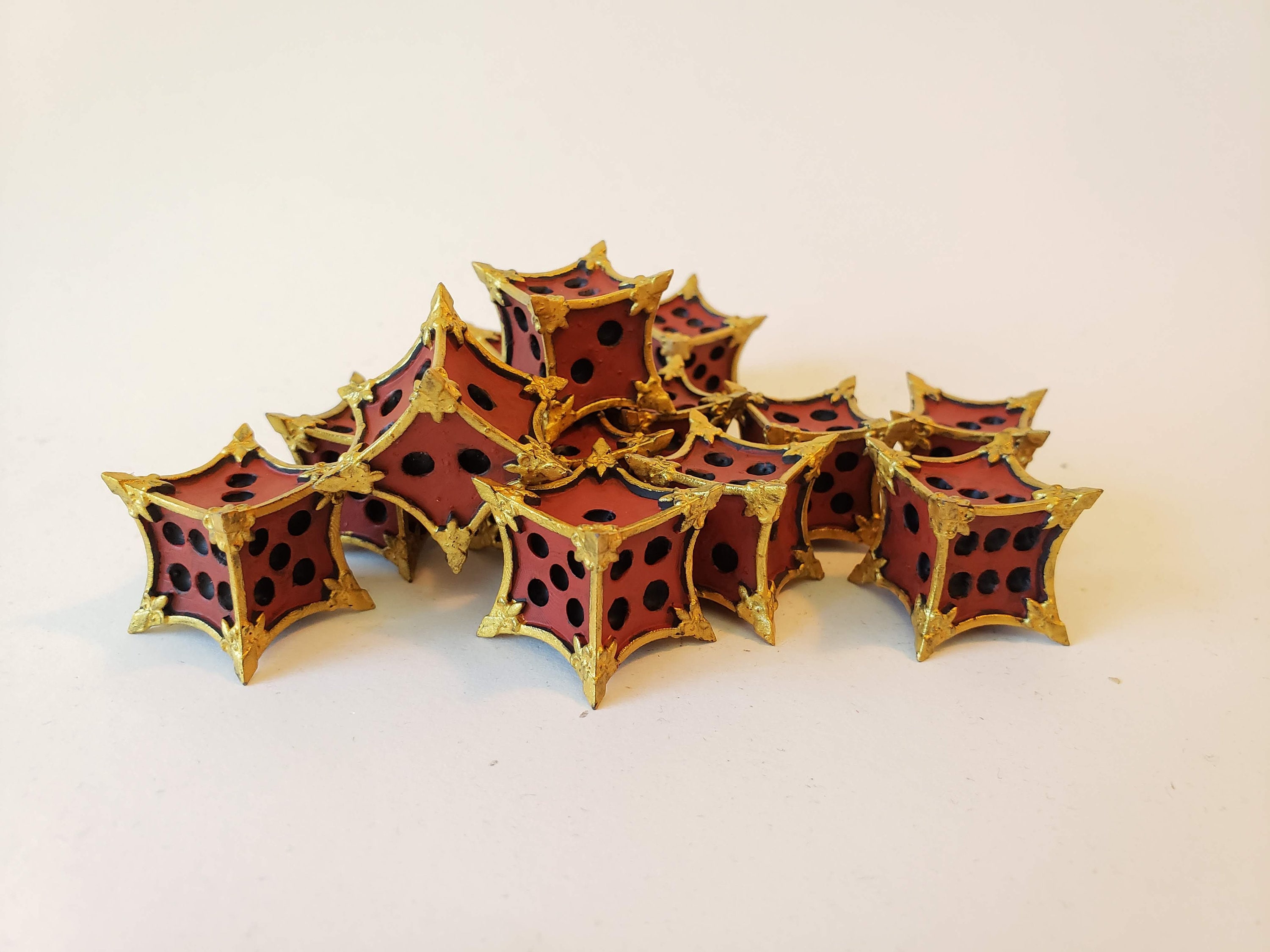 Red Gold Six Sided Dice Spiky Ornate D6 - Etsy