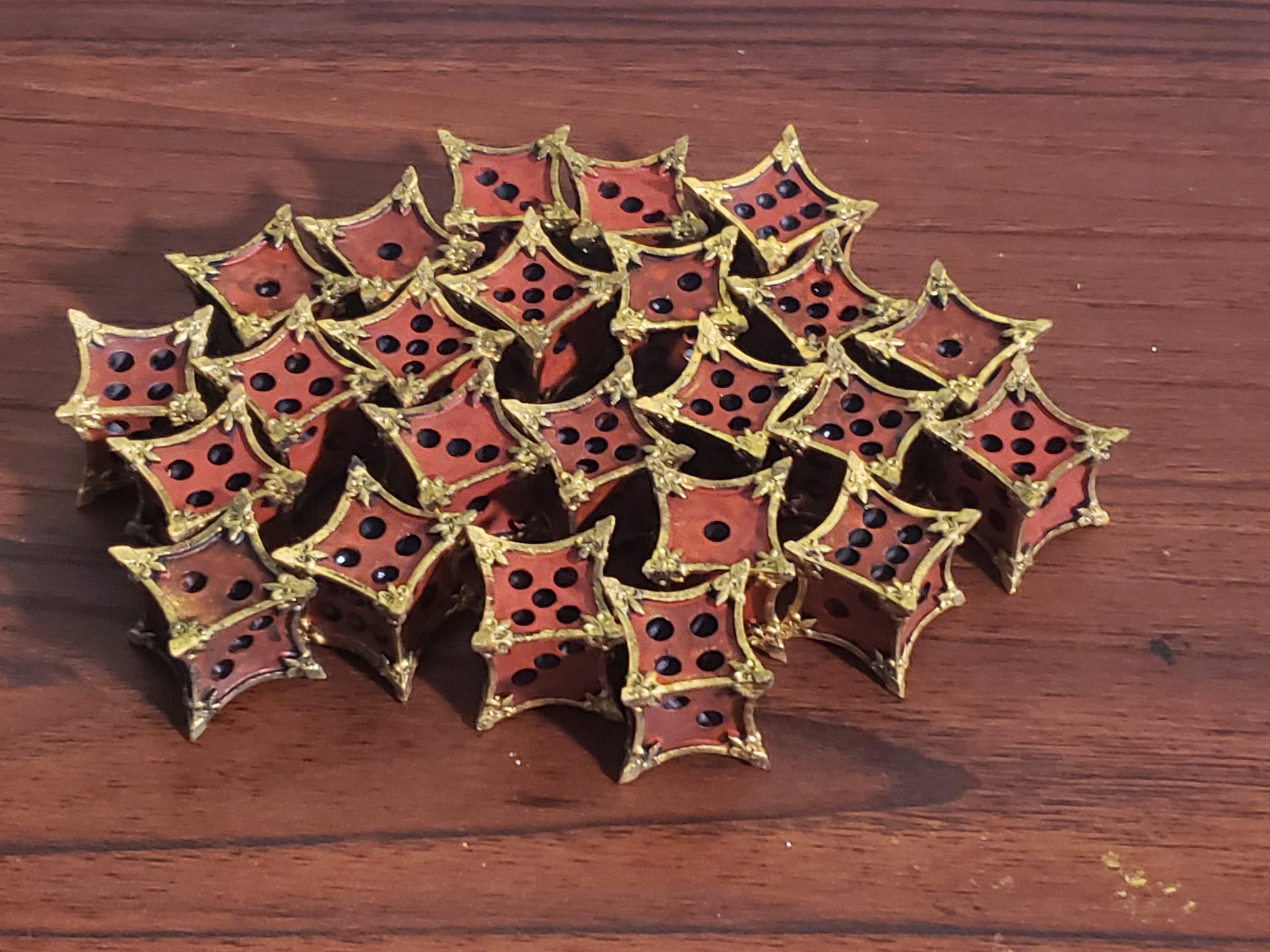 Red Gold Six Sided Dice Spiky Ornate D6 - Etsy