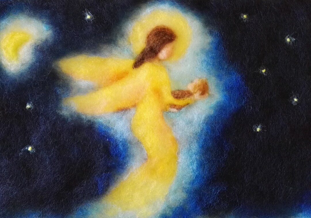 Wool Picture Print angel Brings the Child - Etsy