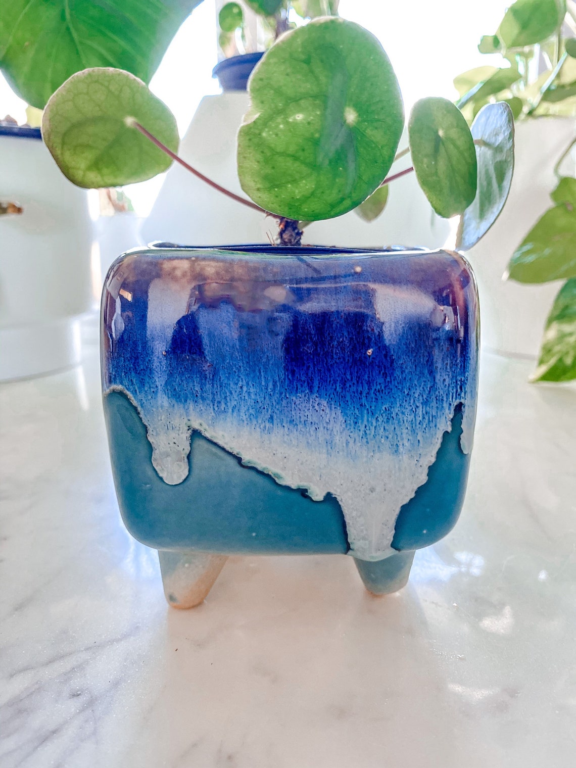 Ceramic Indoor Glazed Planter With Legs - Etsy