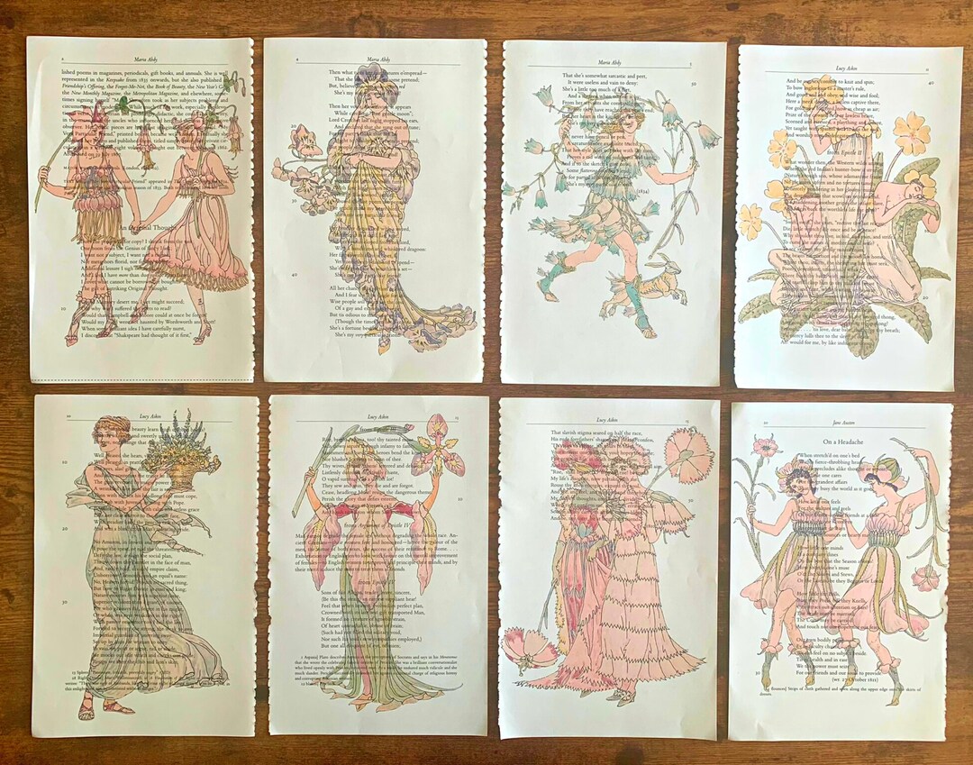 8 Upcycled Shakespearean Fairies on Poem Book Pages Vintage - Etsy