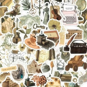 Retro Stickers Pack, Stickers of Vintage Objects, Violin, Typewriter ...