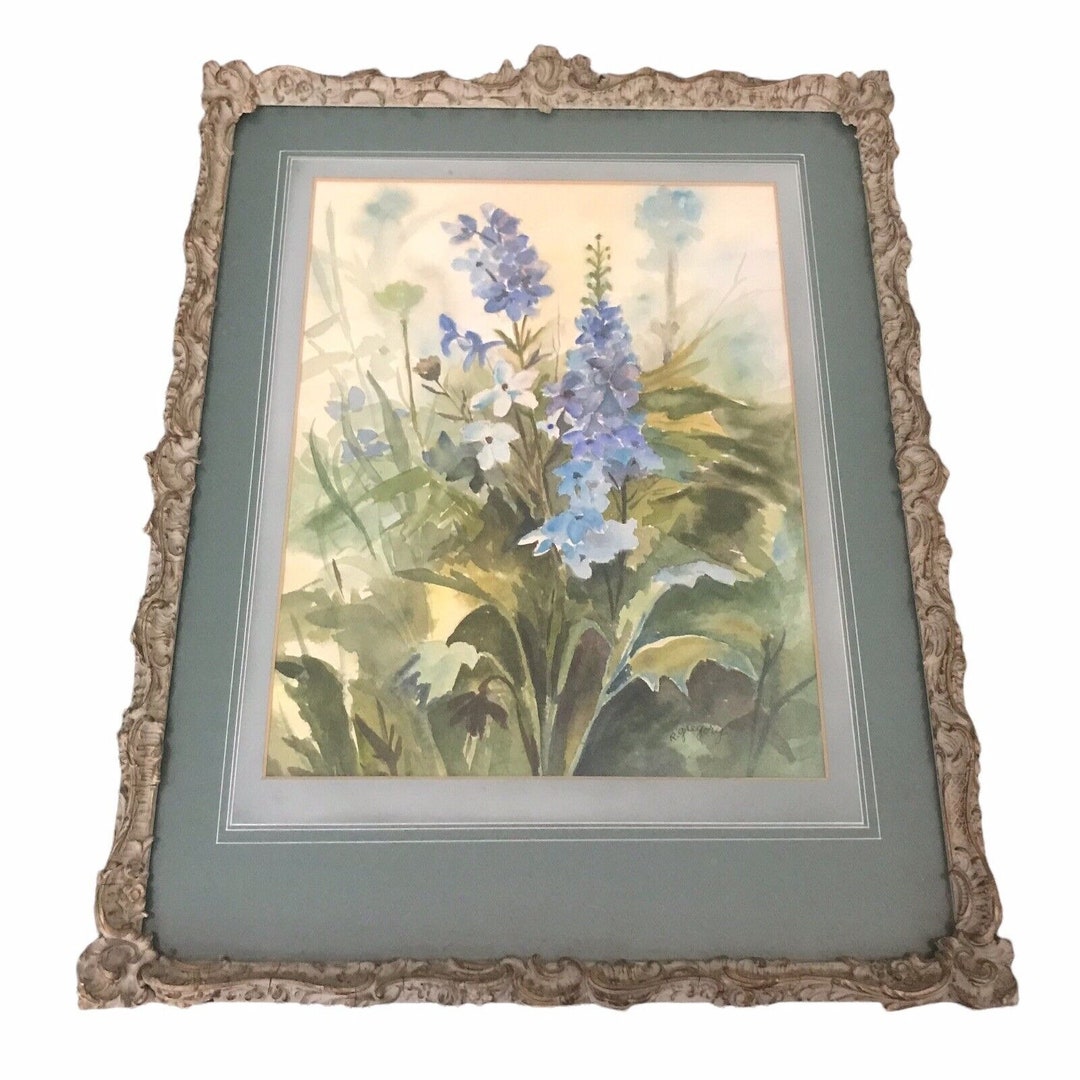 Mid Century Art Watercolor Painting Still Life Signed R. Gregory Framed ...