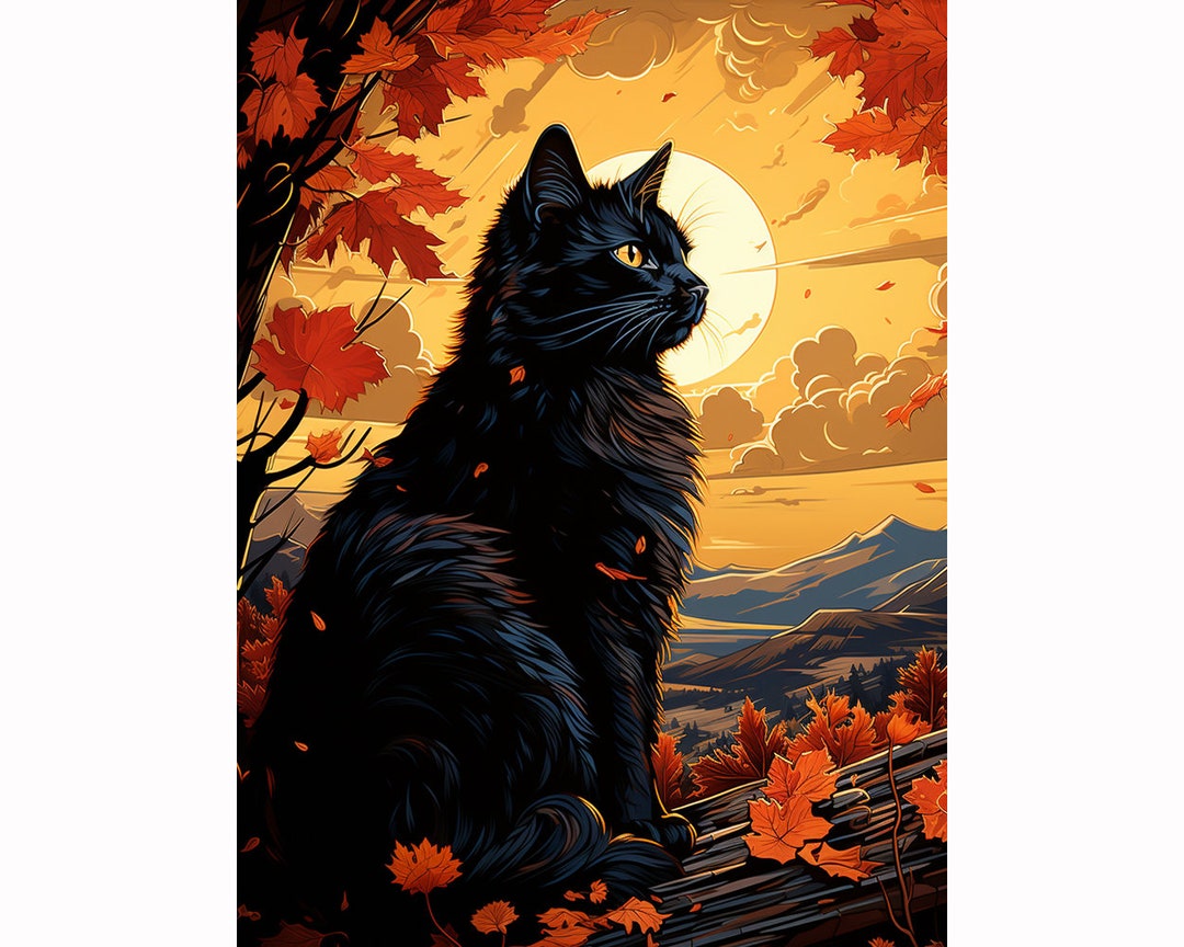 Black Cat Diamond Painting Kit: Fantasy Animal Embroidery (DIY) - Etsy