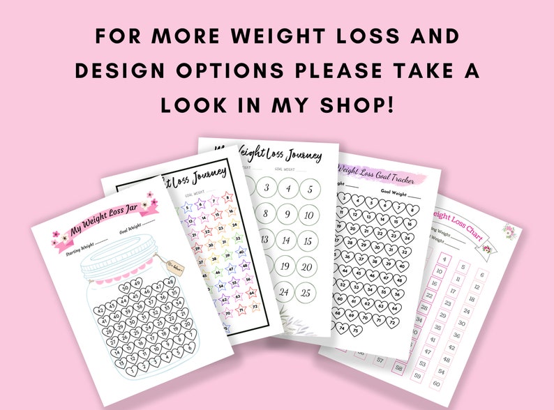 Printable Weight Loss Chart For Up To 50lbs Weight Loss Etsy
