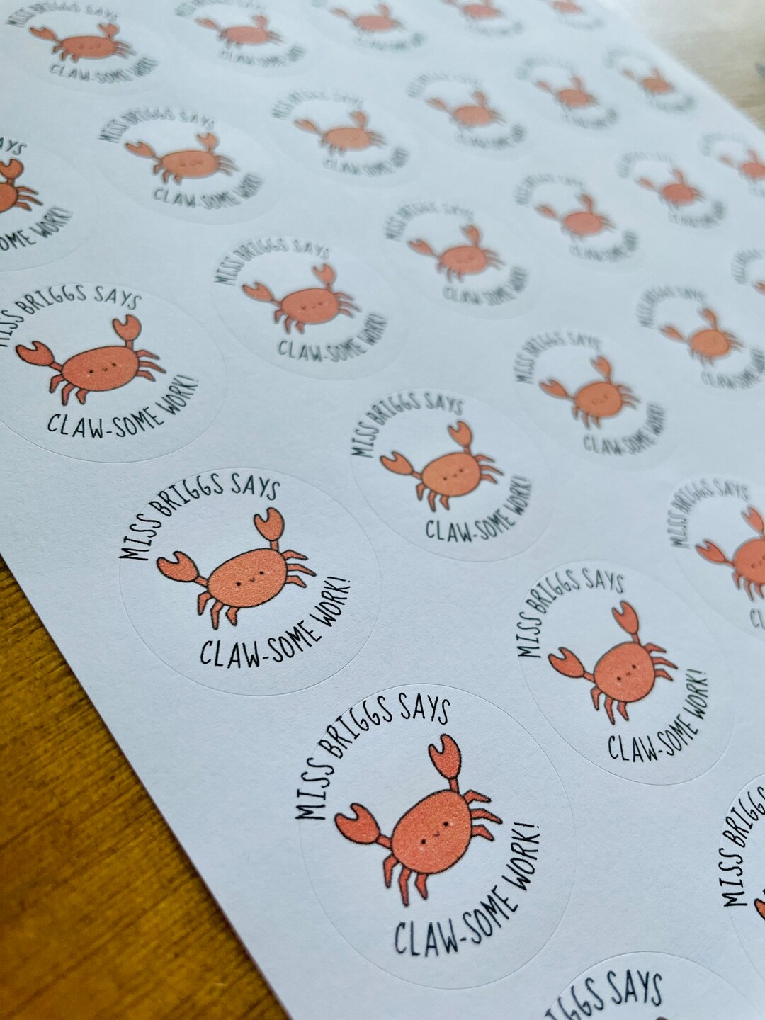 Crab Stickers Teacher Stickers Reward Stickers Personalised Stickers ...