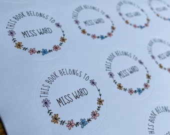 Teacher Book Labels Teacher Name Labels Personalized Teacher Stickers ...