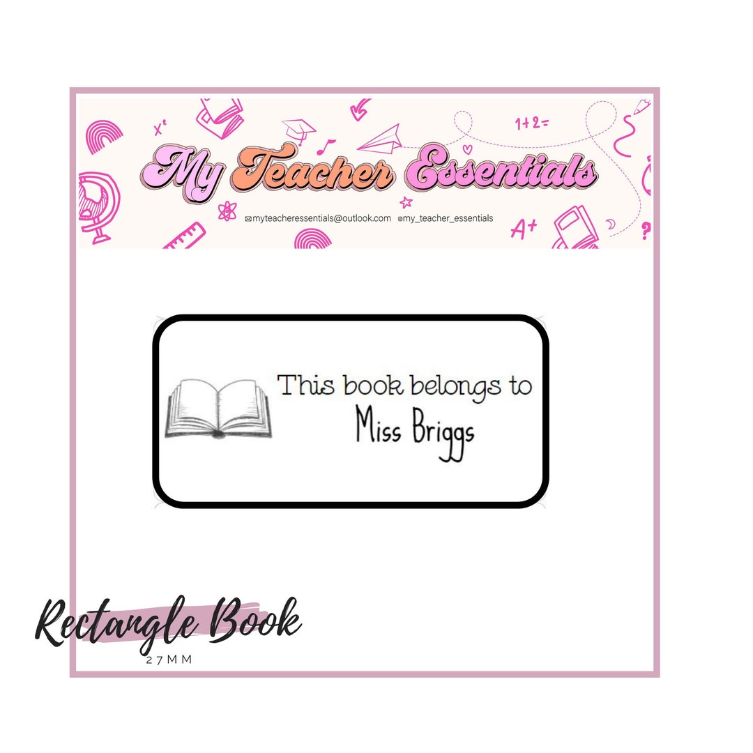 Rectangle Book Stickers Teacher Stickers Personalised Stickers This ...