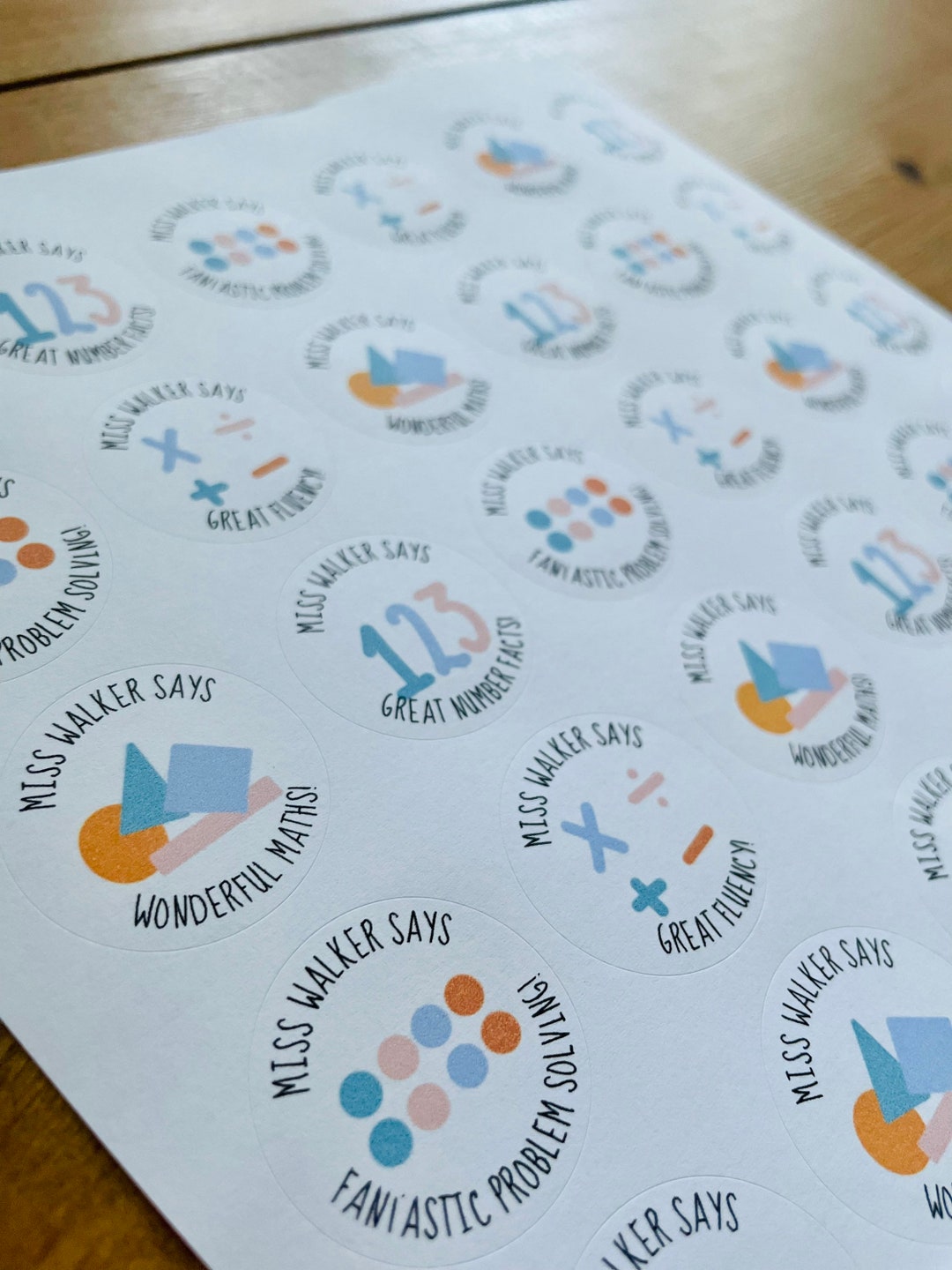 Maths Stickers Teacher Stickers Reward Stickers Personalised Stickers ...