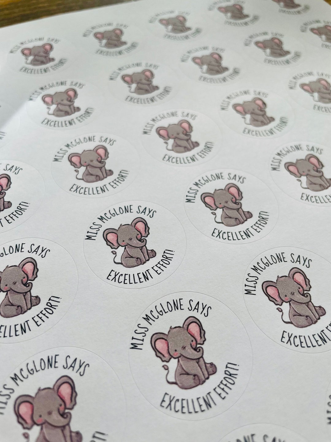 Elephant Stickers Teacher Stickers Reward Stickers Personalised ...