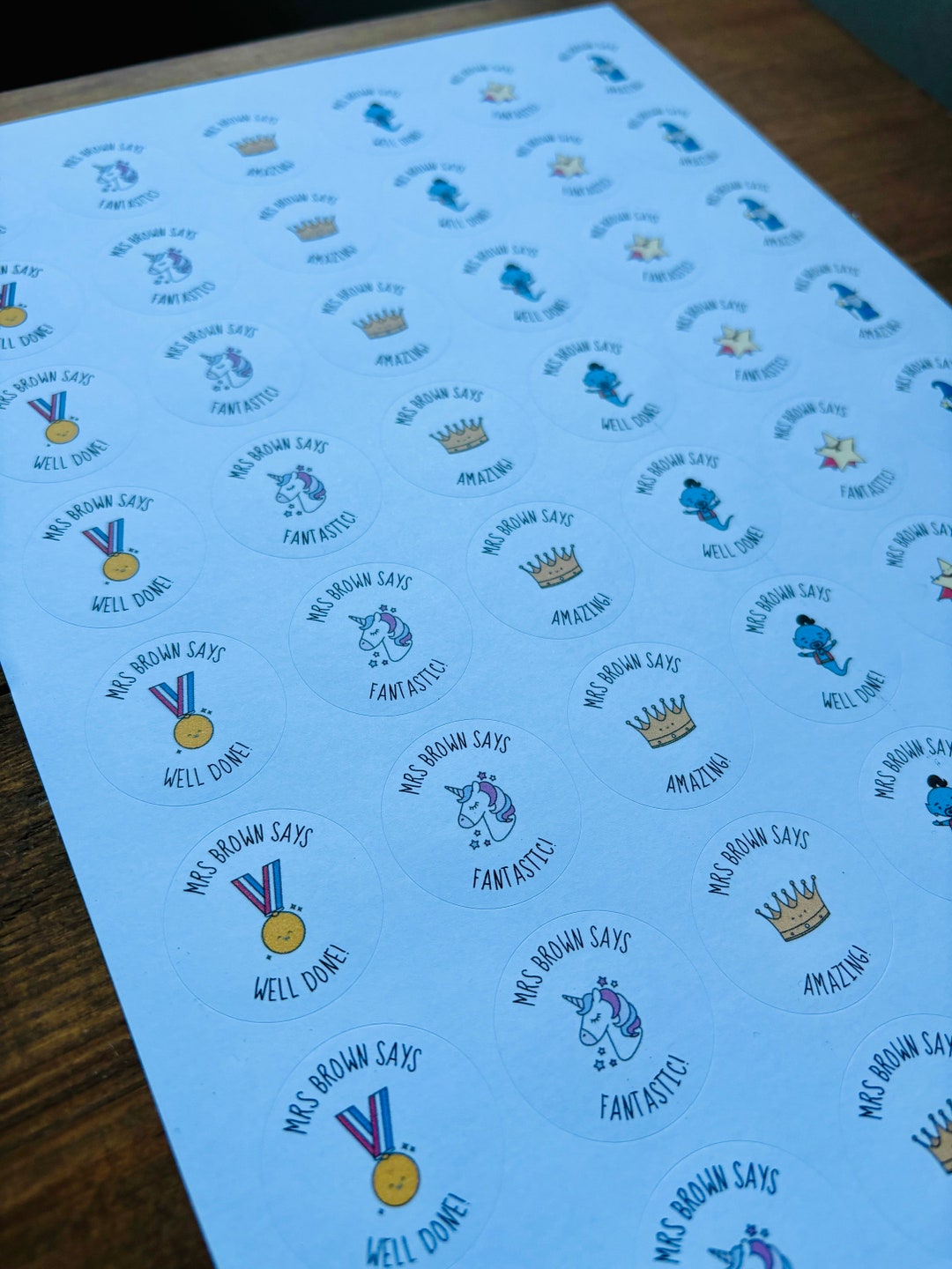 Well Done Stickers Teacher Stickers Reward Stickers Personalised ...