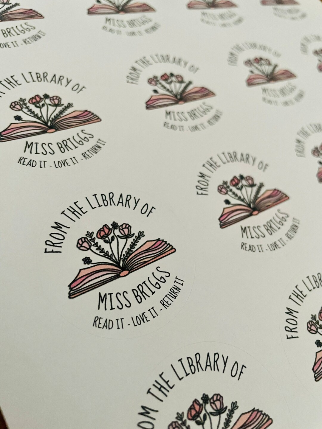 Flower Book Stickers Teacher Stickers Personalised Stickers This Book ...