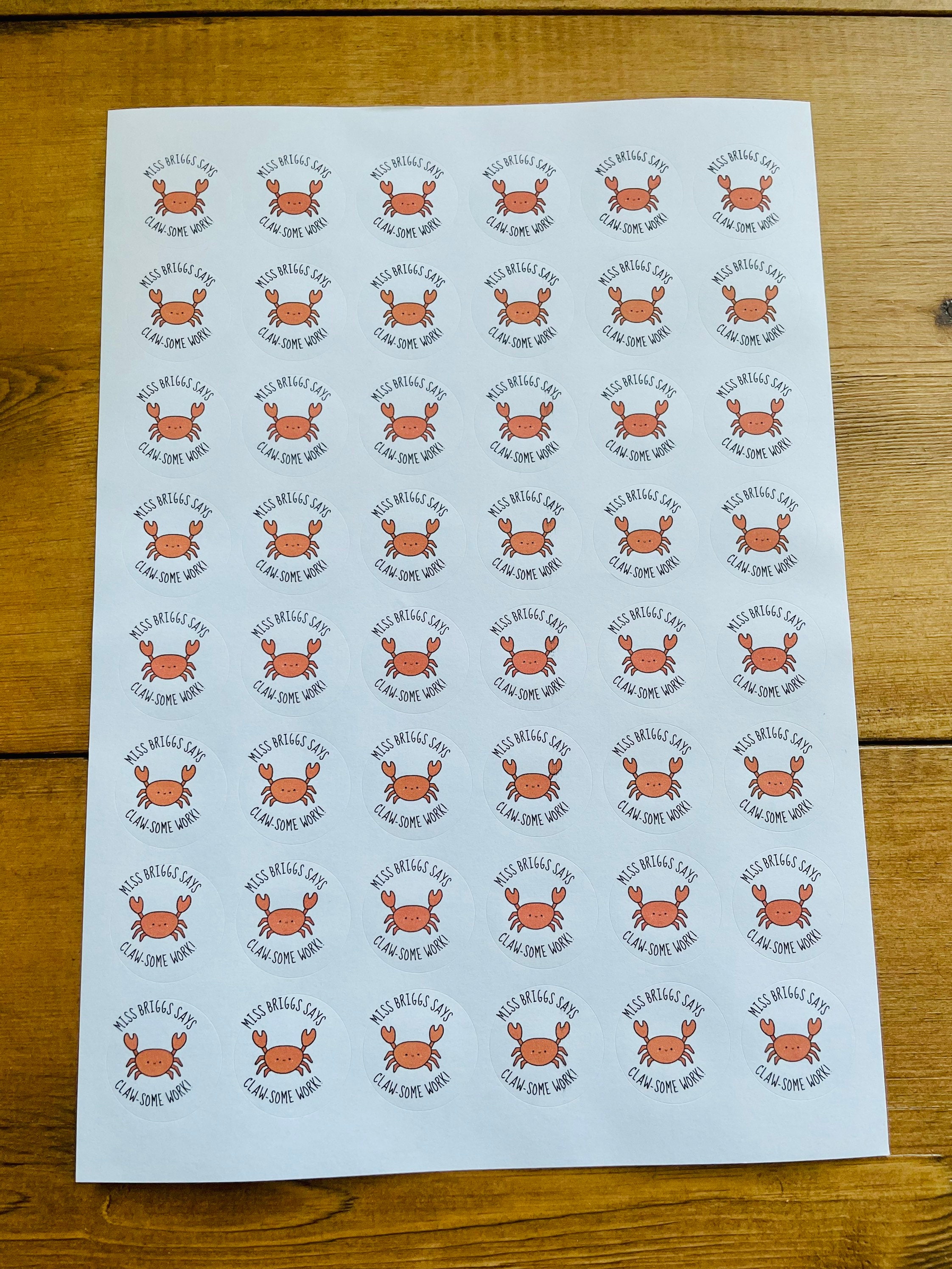 Crab Stickers Teacher Stickers Reward Stickers - Etsy