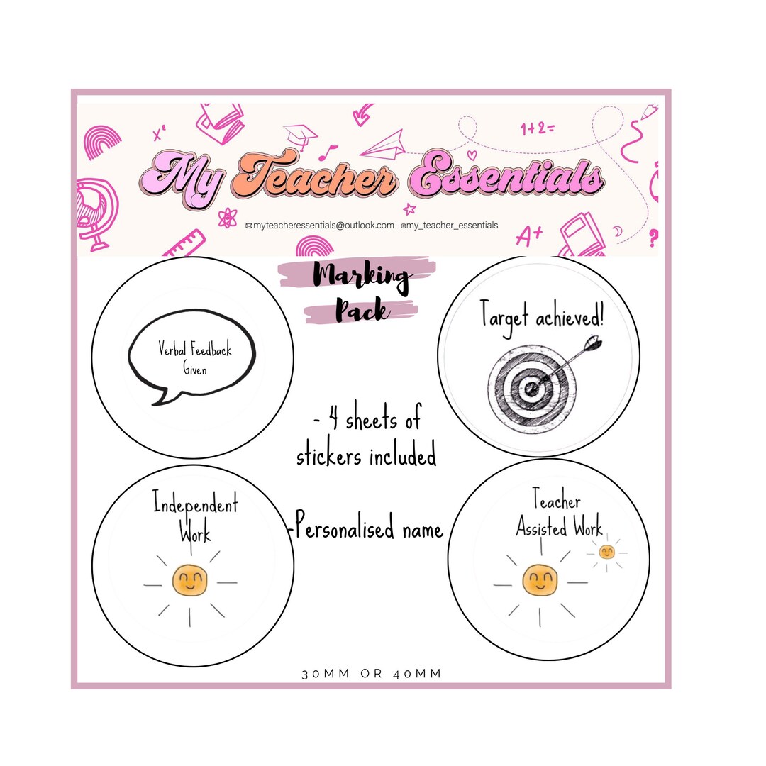Marking Stickers Teacher Stickers Reward Stickers Personalised Stickers ...