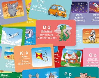 Spanish-english Flashcards/ Alphabet Bi-lingual Flash Cards/ | Etsy