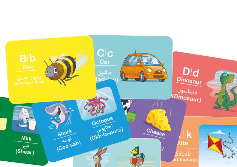 Alphabet Farsi Bi-lingual Flash Cards /english Farsi Iranian / Persian ...