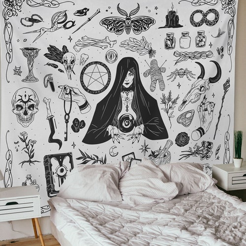 Occult Tapestry Witchy Bedroom Decor witchcraft Tapestry - Etsy