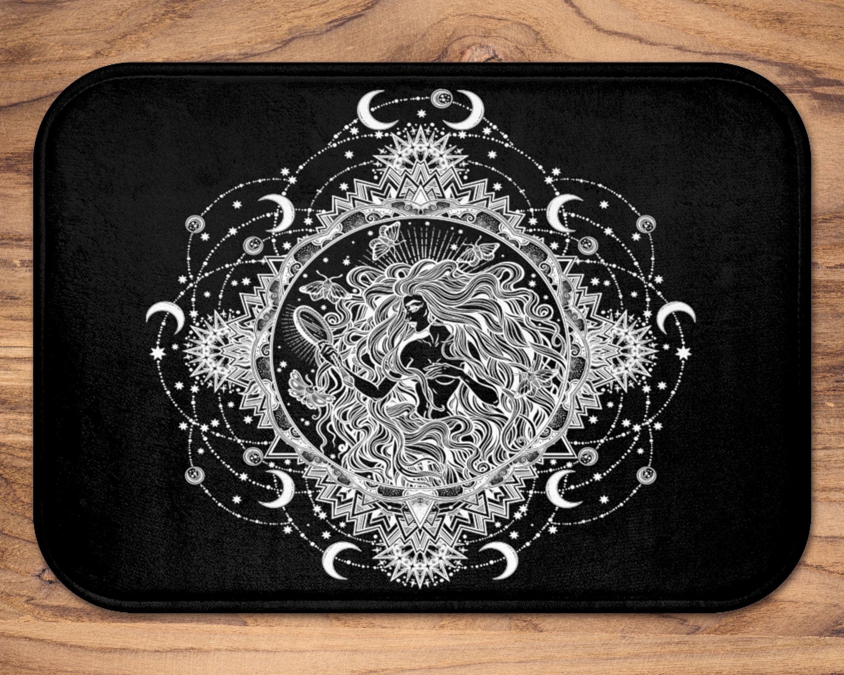 Moon Goddess Bath Mat Moon Mandala Gothic Celestial Crescent Moon ...