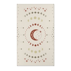 Beige + Terracotta Moon Area Rug - Celestial Moon Phases Carpet ...