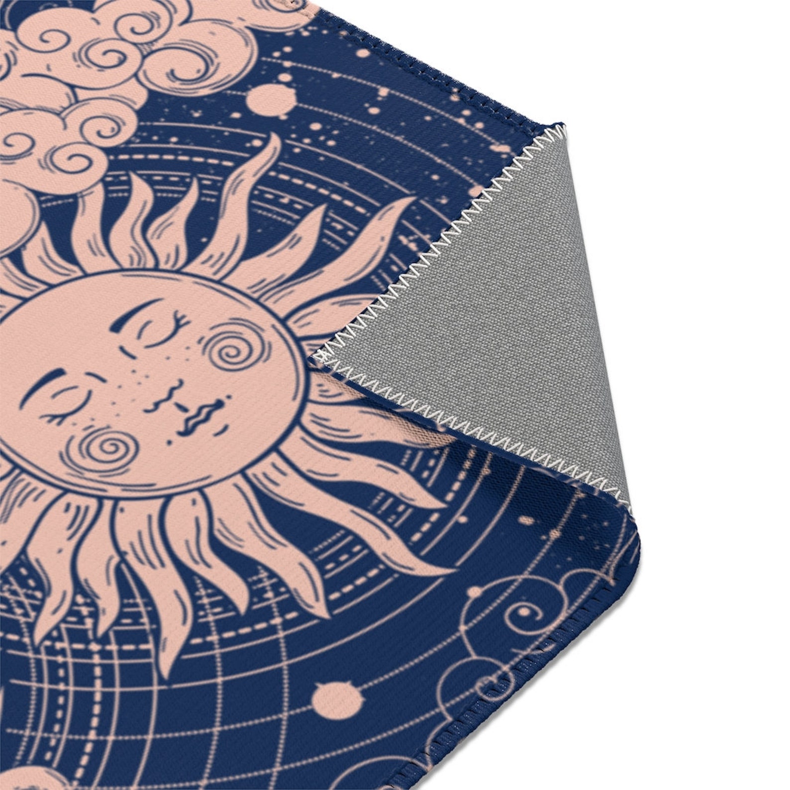 Sun and Moon Area Rug Blue Celestial Skies Floor Mat Clouds Bohemian ...