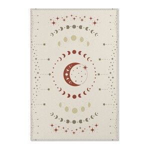 Beige + Terracotta Moon Area Rug - Celestial Moon Phases Carpet ...