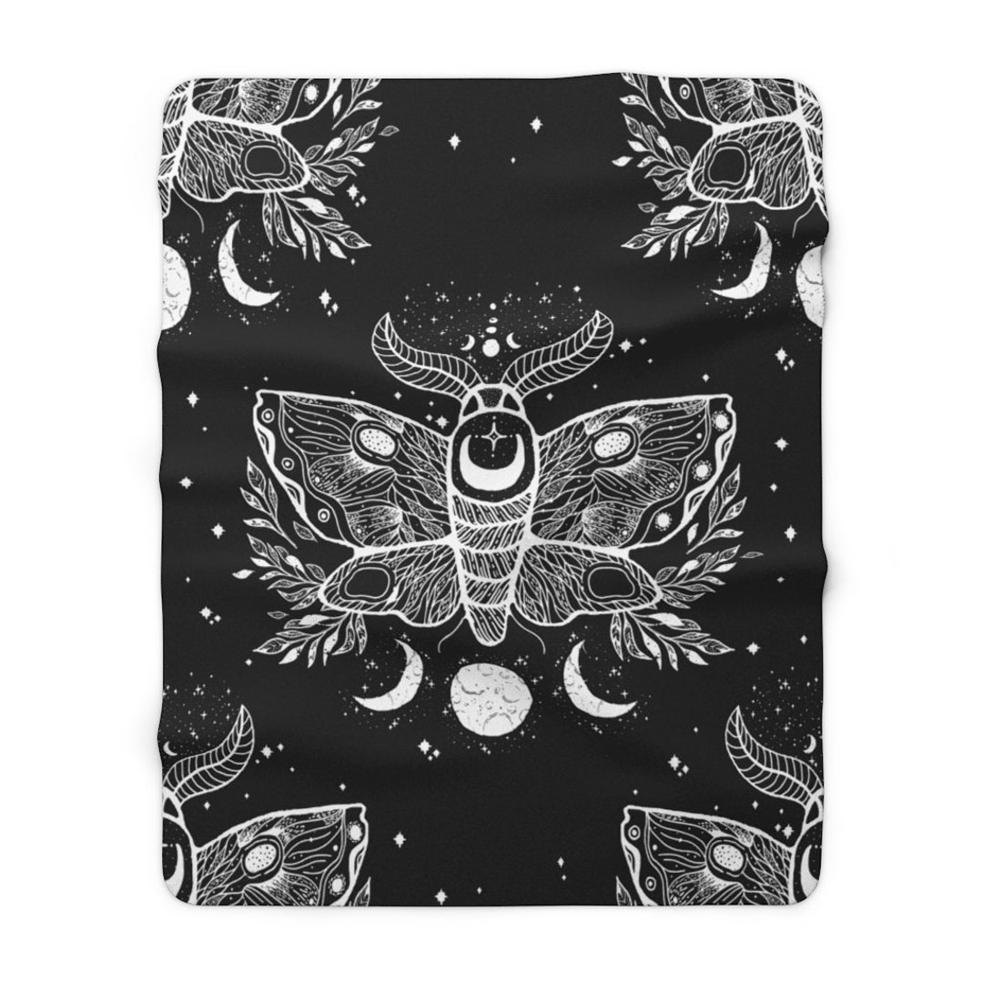 The Moth Blanket Starry Night Celestial Throw Firefly Gothic Butterfly ...