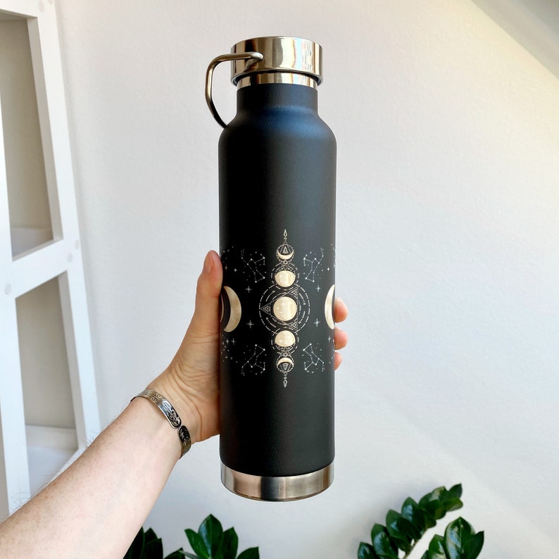 Moon Phases Vacuum Insulated Bottle 22oz - Luna Celestial Starry Moon ...
