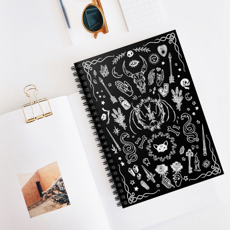 Witchy Spiral Notebook Ruled Lined Black Gothic Witchcraft Journal ...