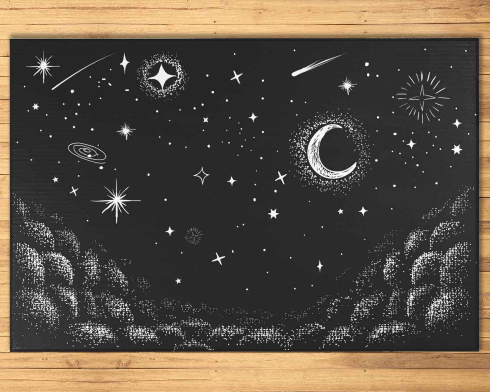 Night Sky Area Rug Celestial Carpet Gothic Starry Night Mystical Witchy ...