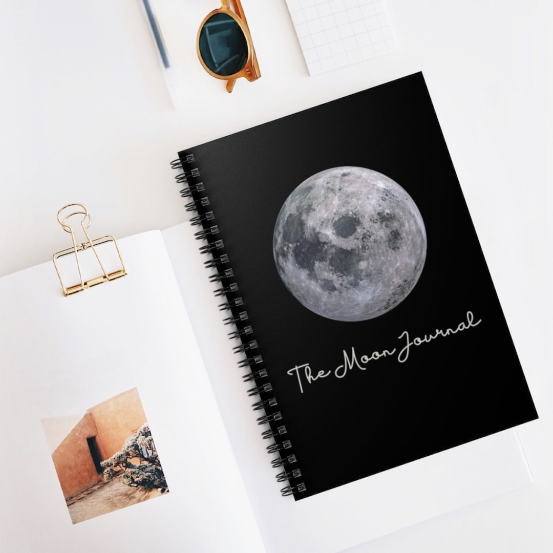 The Moon Journal: Moon Notebook Black Celestial Diary Ruled Lined ...