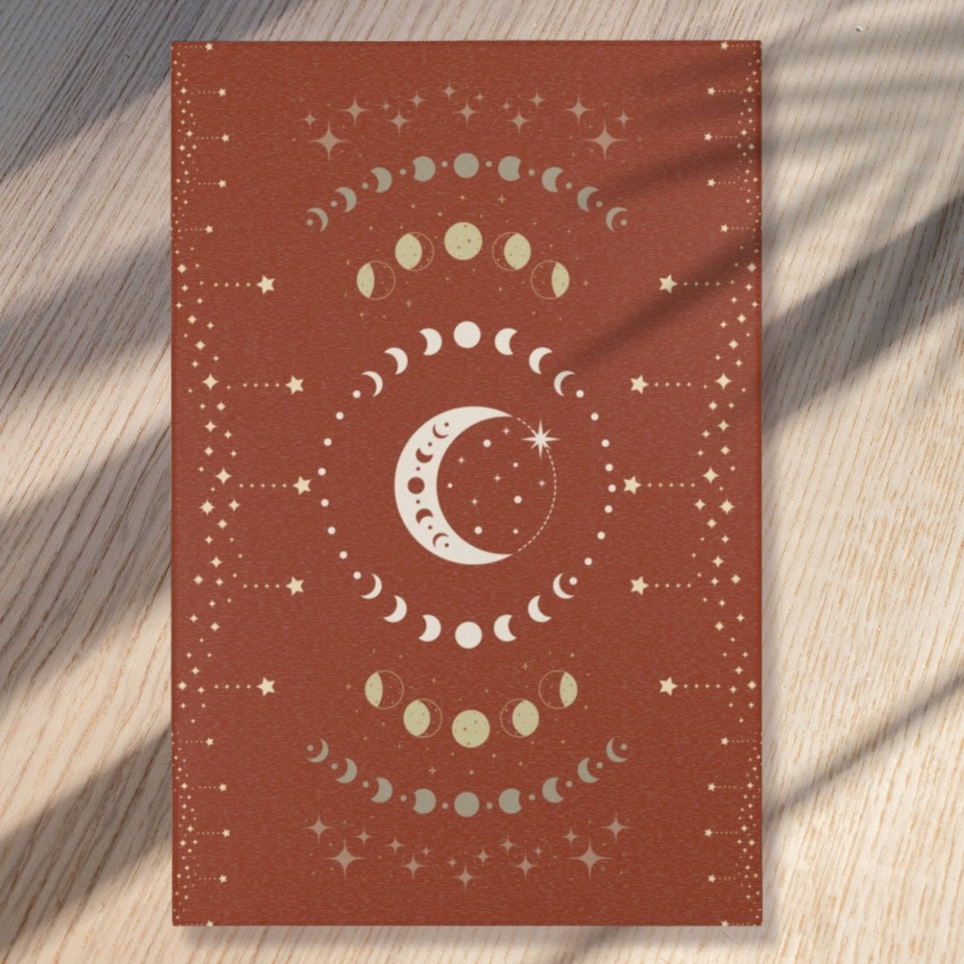 Terracotta Moon Area Rug - Celestial Moon Phases Carpet - Astrology ...