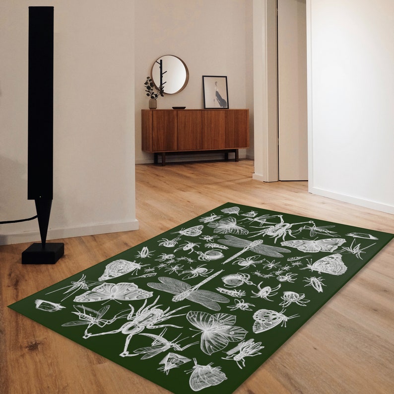 Insects and Moths Rug Forest Witch Butterfly Dragonfly Spider Carpet ...