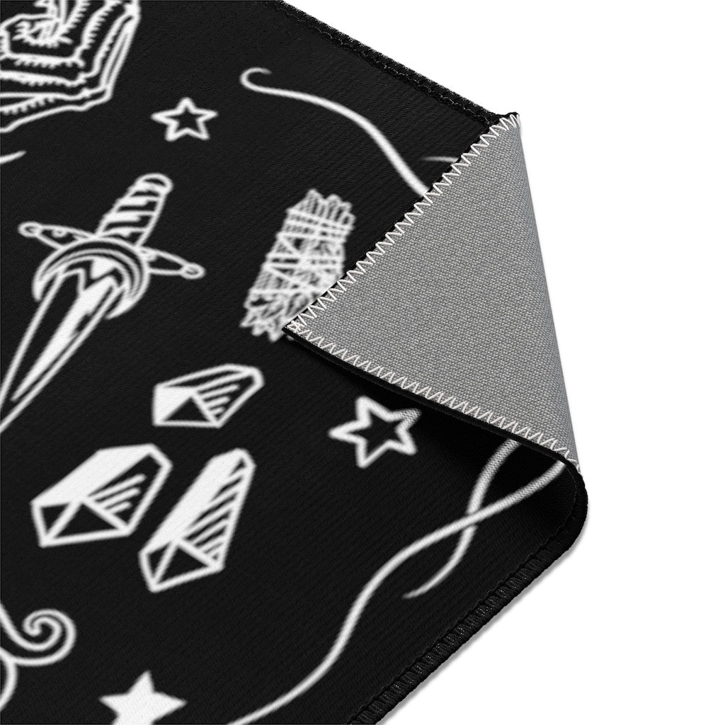 Witchy Area Rug Black Gothic Witchcraft Halloween Floor Mat | Etsy