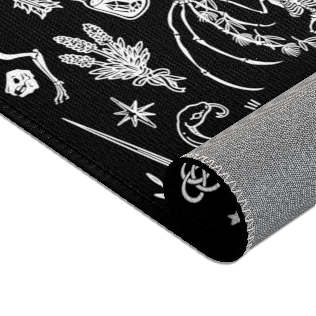 Witchy Area Rug Black Gothic Witchcraft Halloween Floor Mat | Etsy