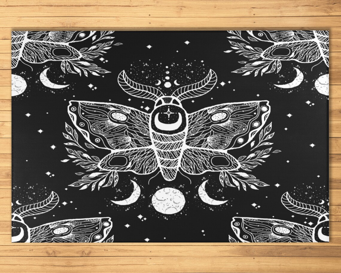 The Moth Rug Starry Night Firefly Area Rug Butterfly Floor Mat | Etsy