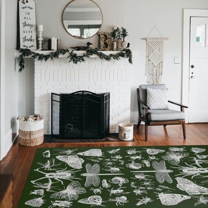 Insects and Moths Rug Forest Witch Butterfly Dragonfly Spider Carpet ...