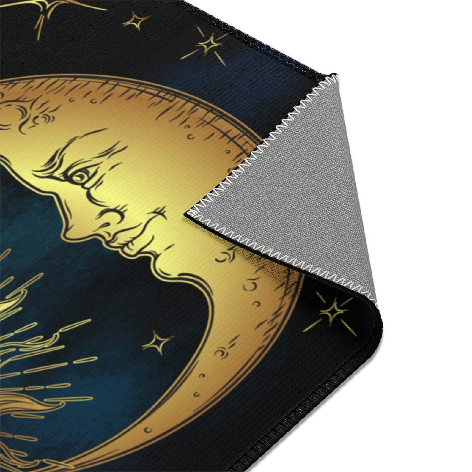 Sun and Moon Area Rug Celestial Crescent Moon Carpet Golden | Etsy