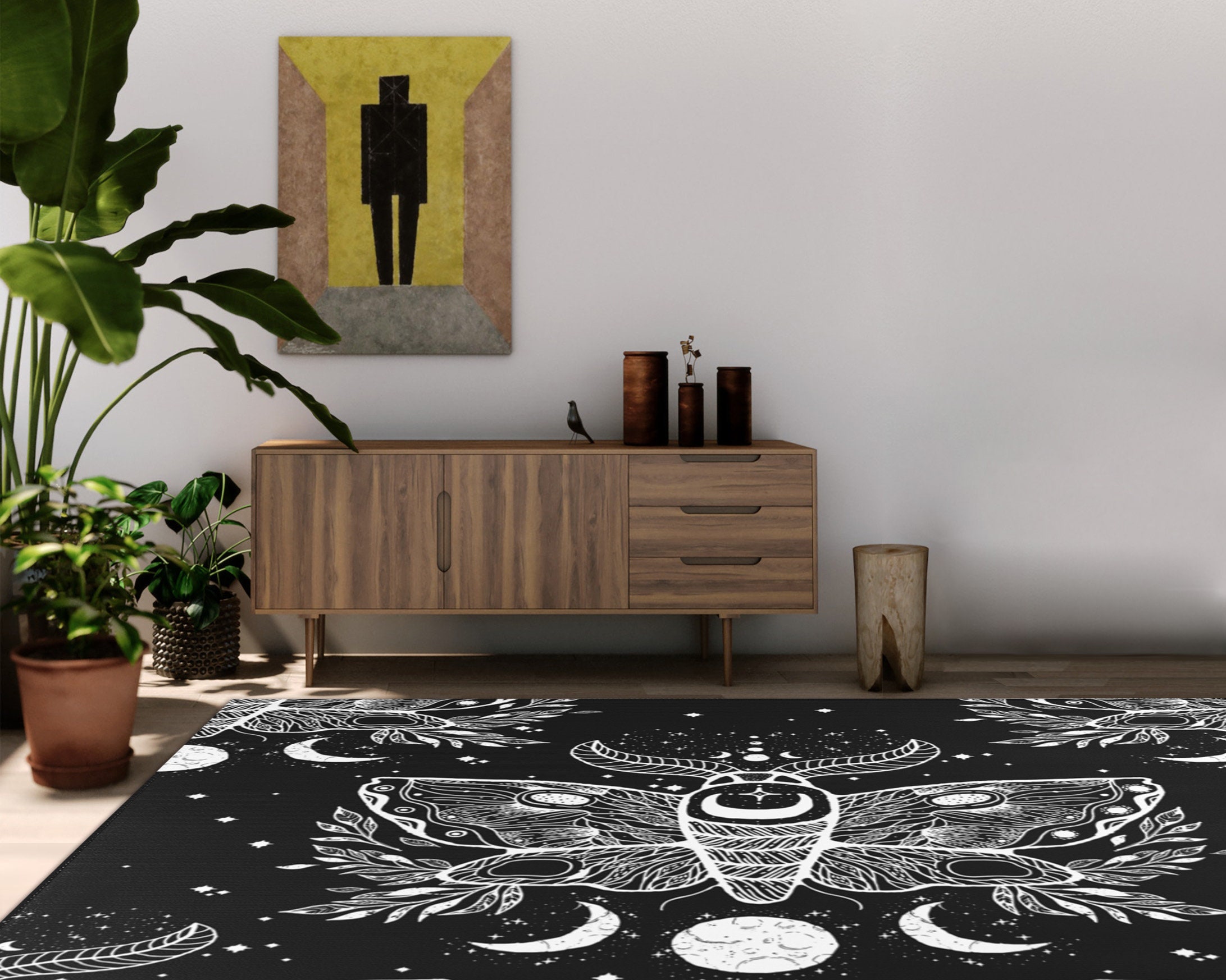 The Moth Rug Starry Night Firefly Area Rug Butterfly Floor Mat | Etsy