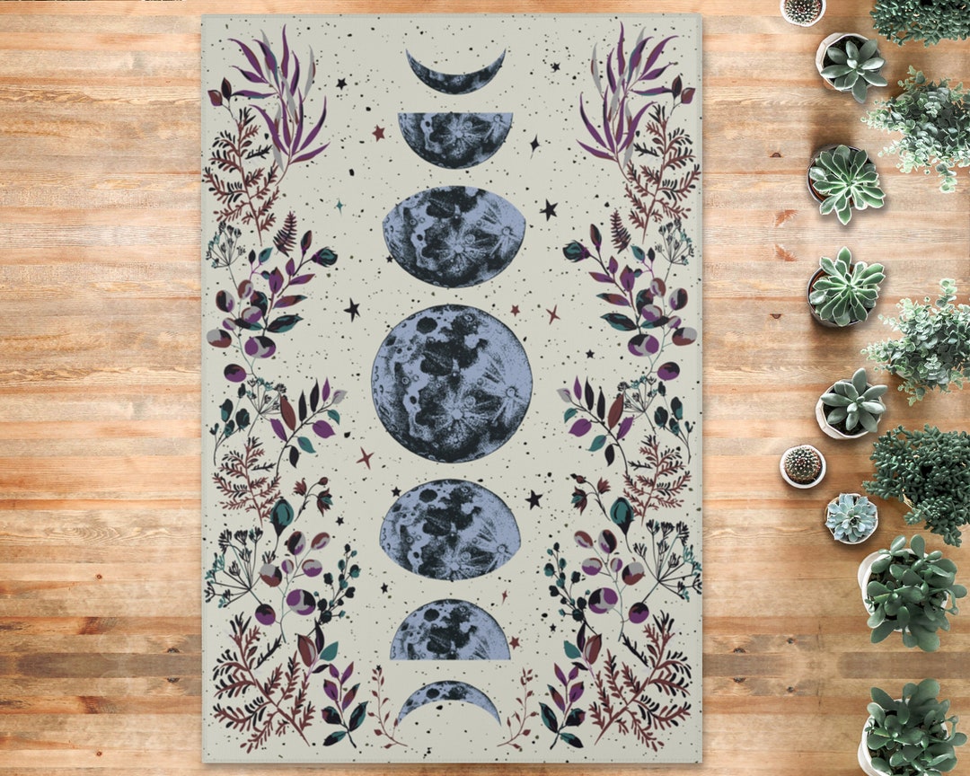 Moonlit Garden Area Rug Moon Carpet Lunar Eclipse Astrology Starry ...