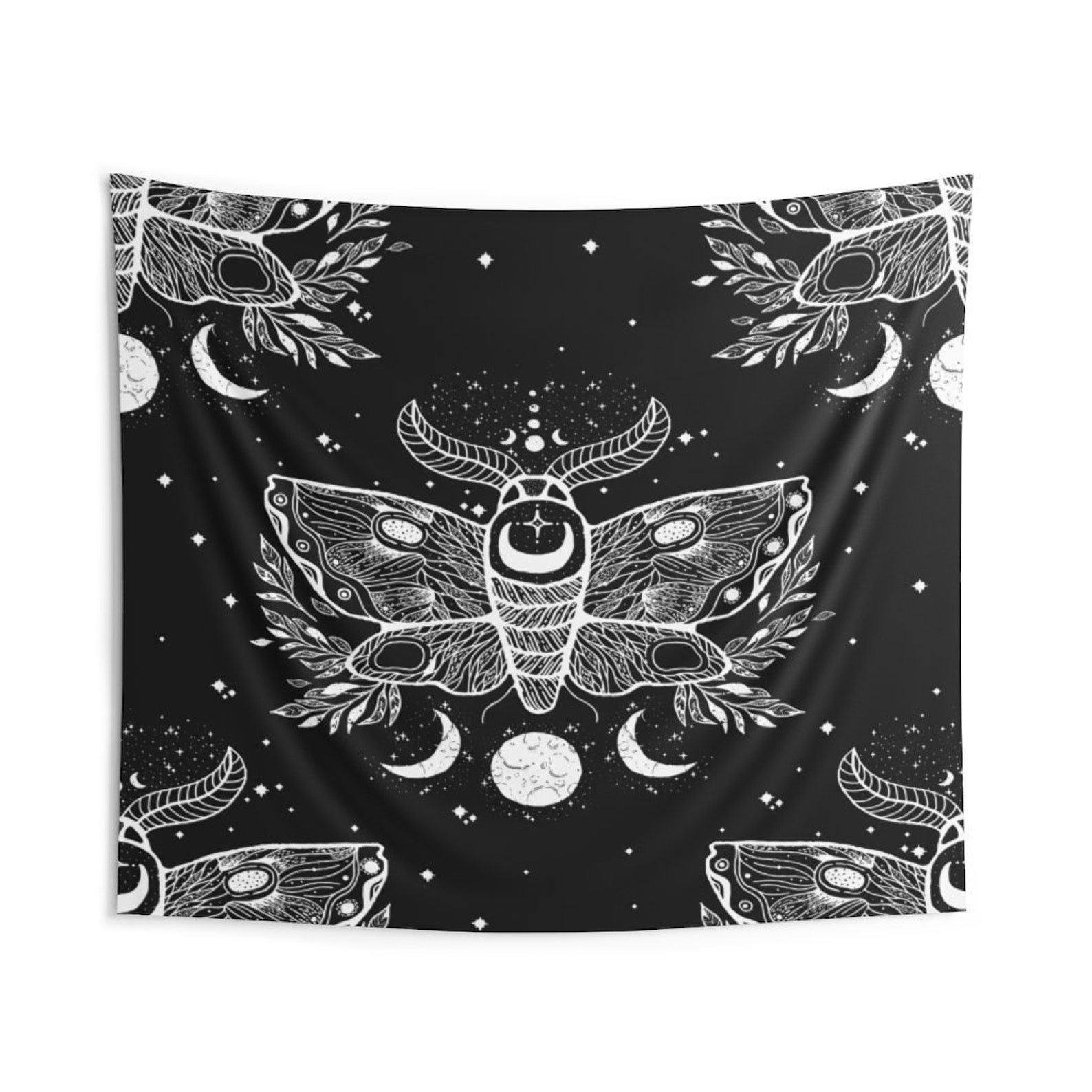 The Moth Tapestry Gothic Butterfly Wall Hanging Bohemian Moon - Etsy