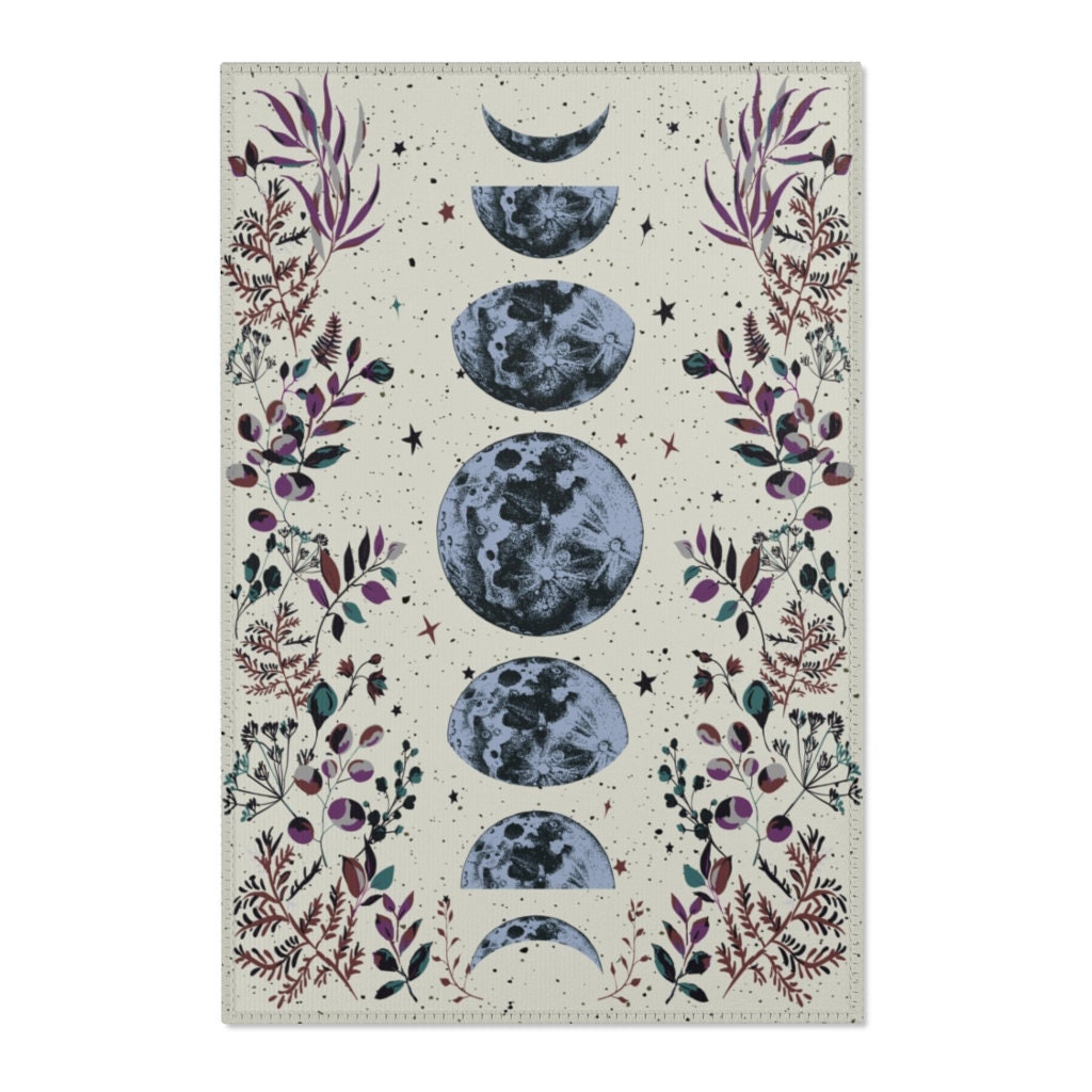 Moonlit Garden Area Rug Moon Carpet Lunar Eclipse Astrology Starry ...