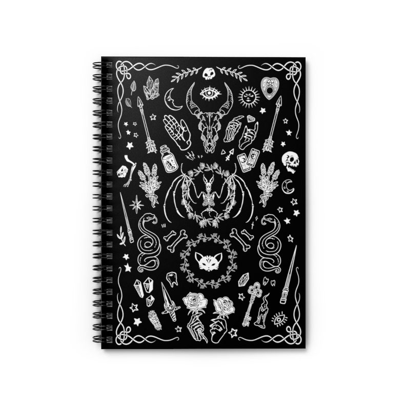 Witchy Spiral Notebook Ruled Lined Black Gothic Witchcraft Journal ...