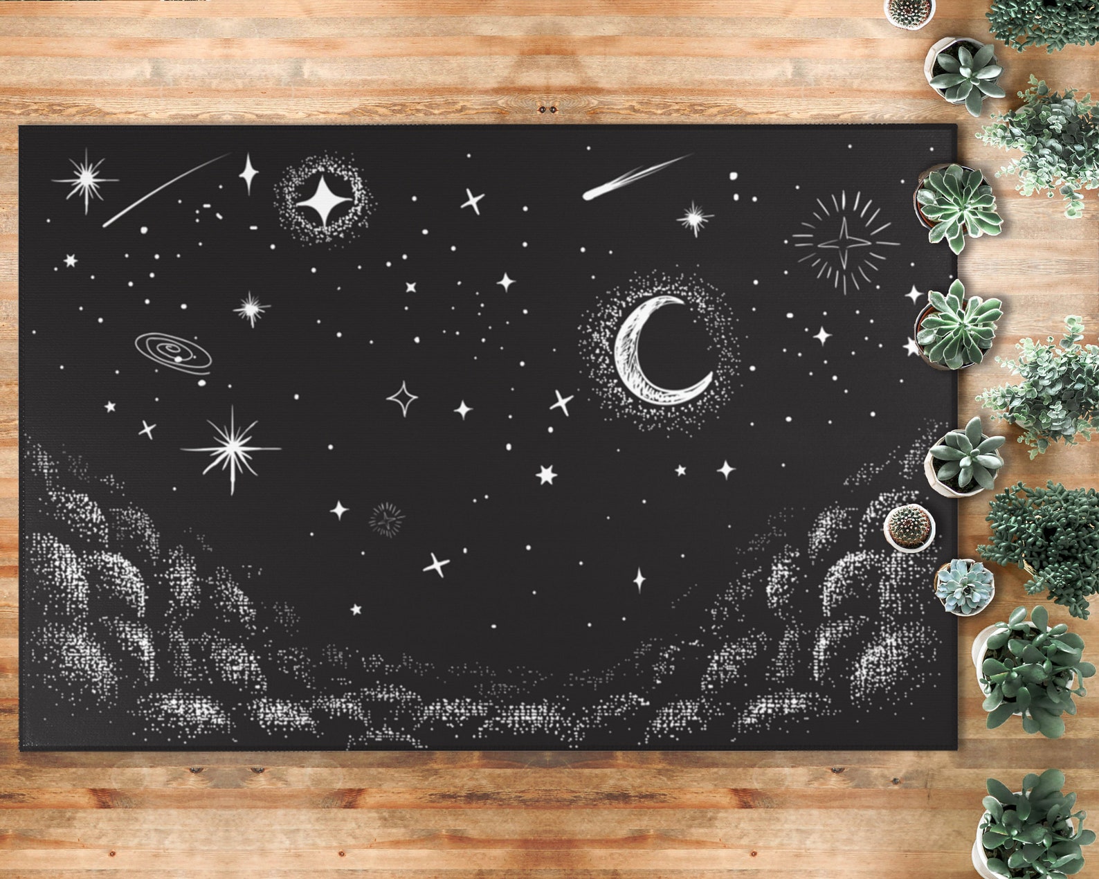 Night Sky Area Rug Celestial Carpet Gothic Starry Night Mystical Witchy ...