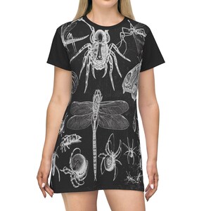 Spider Insects Moth Dress Dragonfly All Over Print T-shirt Dress Gothic ...