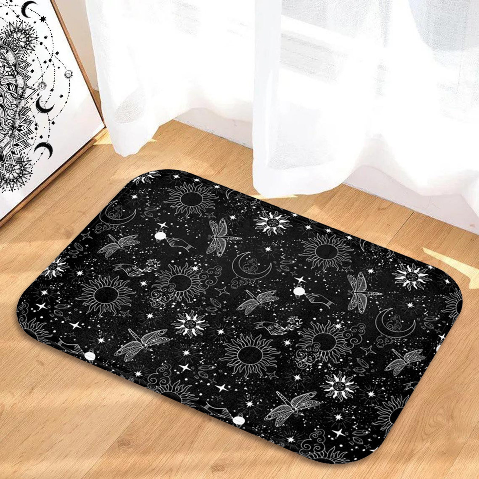 Witchy Bath Mat Gothic Boho Hippie Bathroom Decor Moth Sun and - Etsy
