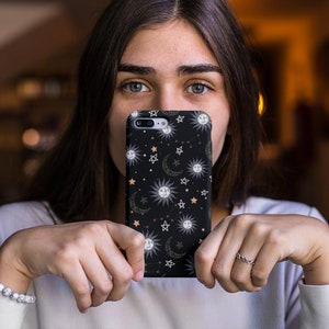 Sun and Moon Phone Case Black Celestial Gothic Bohemian Mystical ...