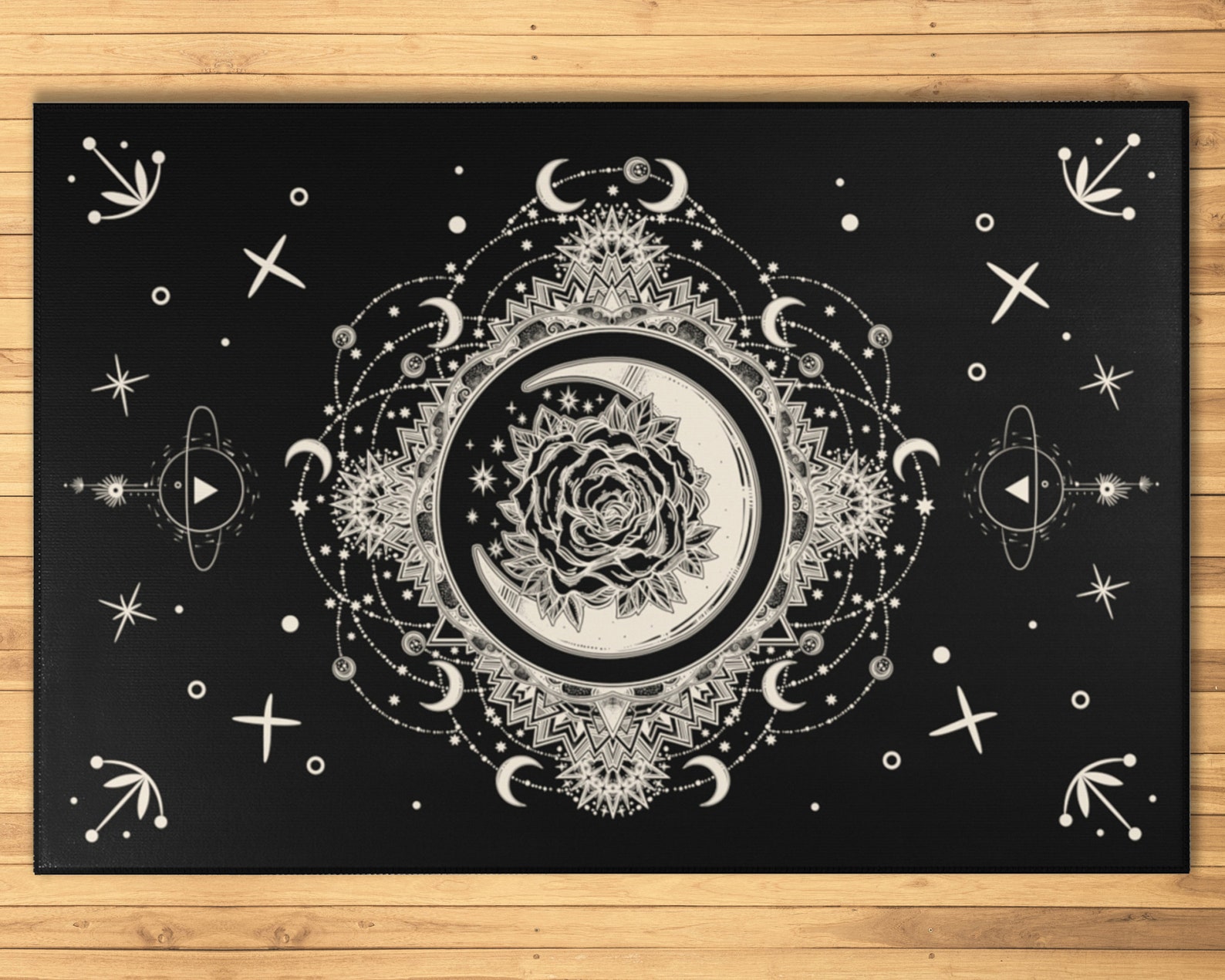 Mystical Moon Mandala Area Rug Black Witchy Christmas Floor - Etsy