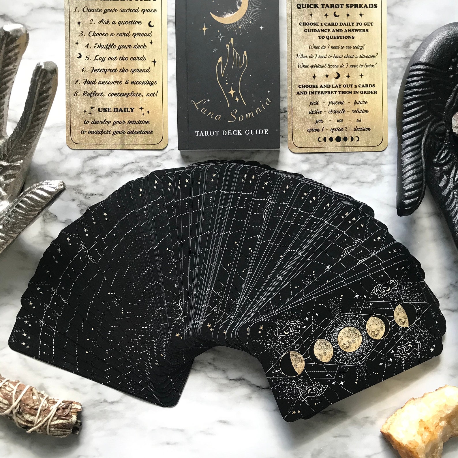 Luna Somnia Tarot Deck With Guidebook & Box 78 Cards Full Deck Moon ...