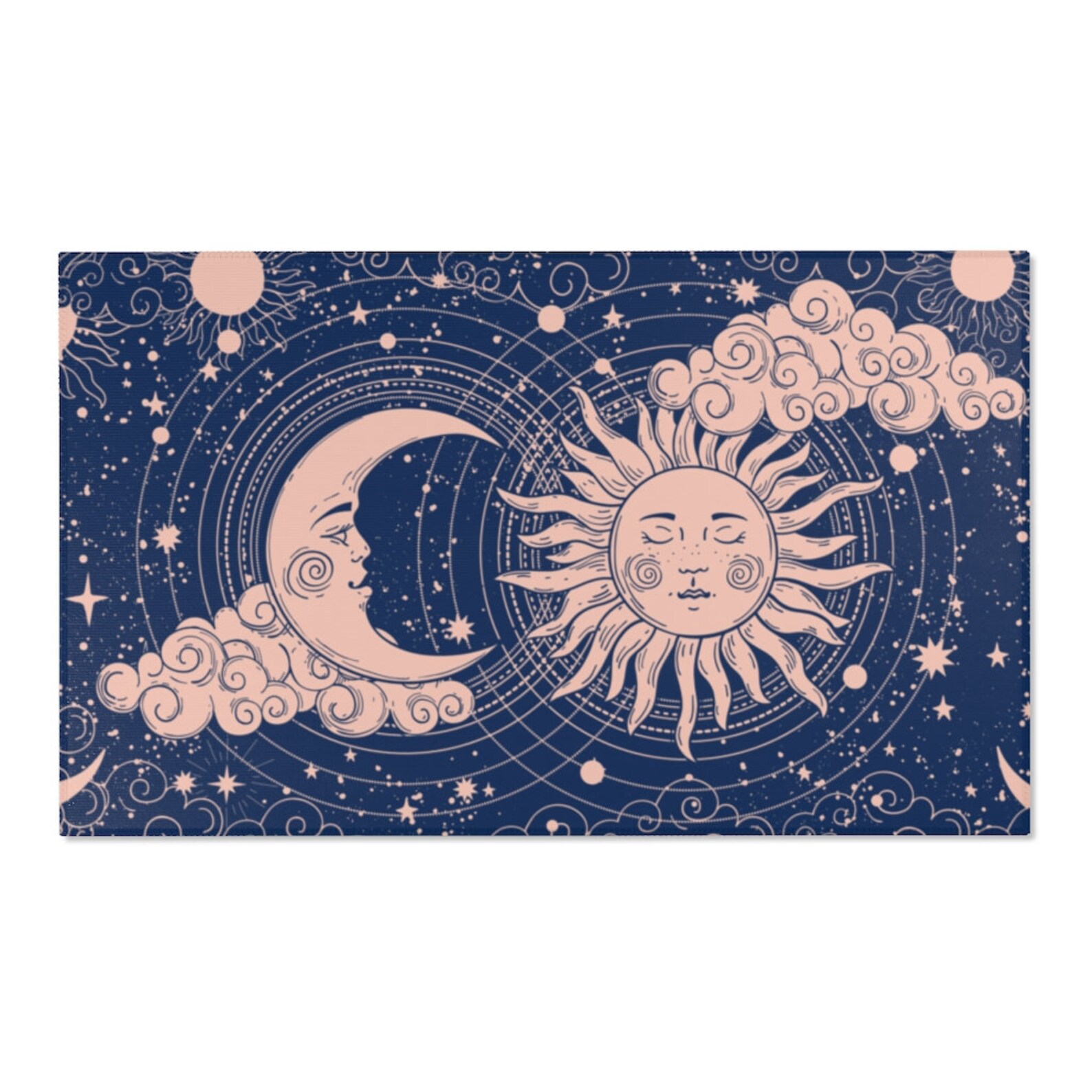 Sun and Moon Area Rug Blue Celestial Skies Floor Mat Clouds - Etsy