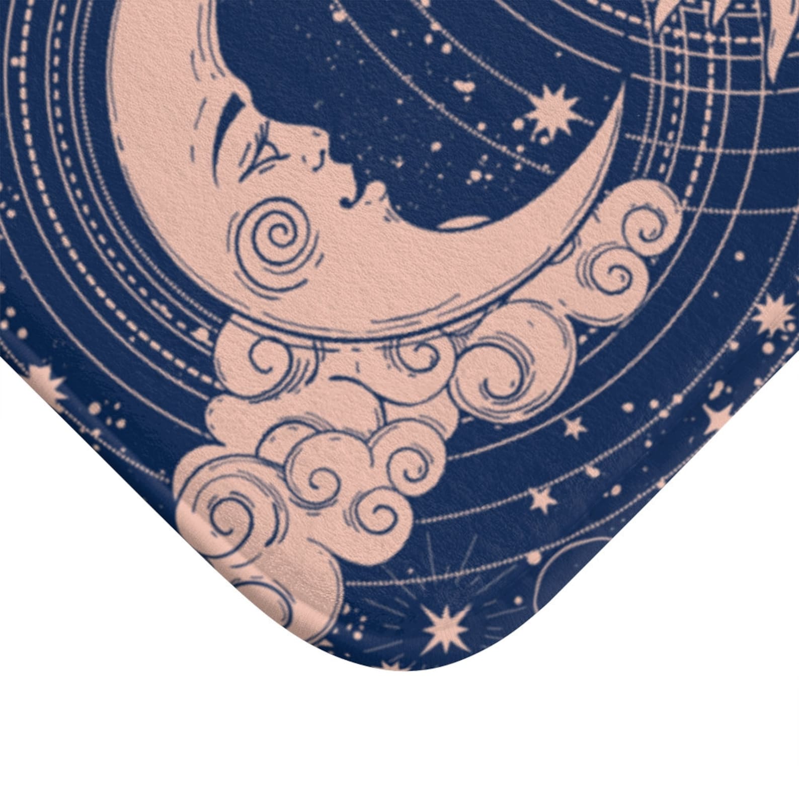 Sun and Moon Bath Mat Blue Celestial Bathroom Decor Clouds Bohemian ...